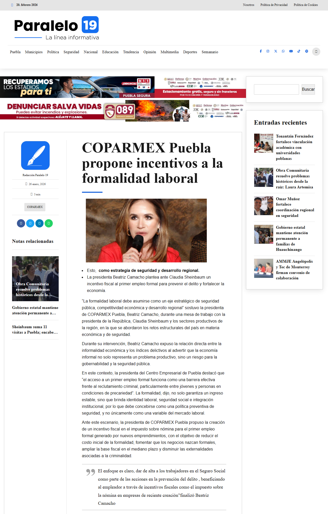 COPARMEX Puebla propone incentivos a la formalidad laboral - Hanakúa ...